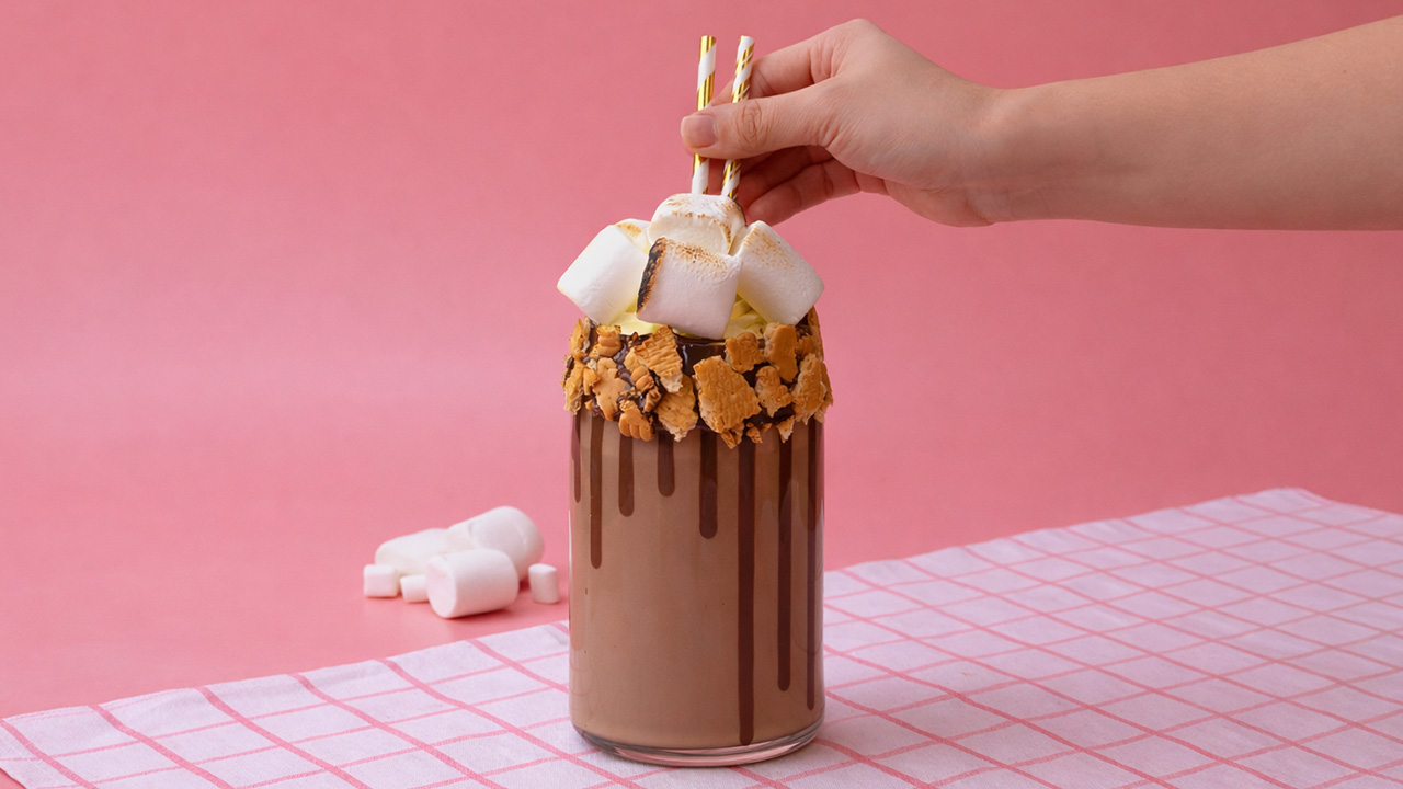 Eenvoudig chocolade drip cake idee met marshmallow topping