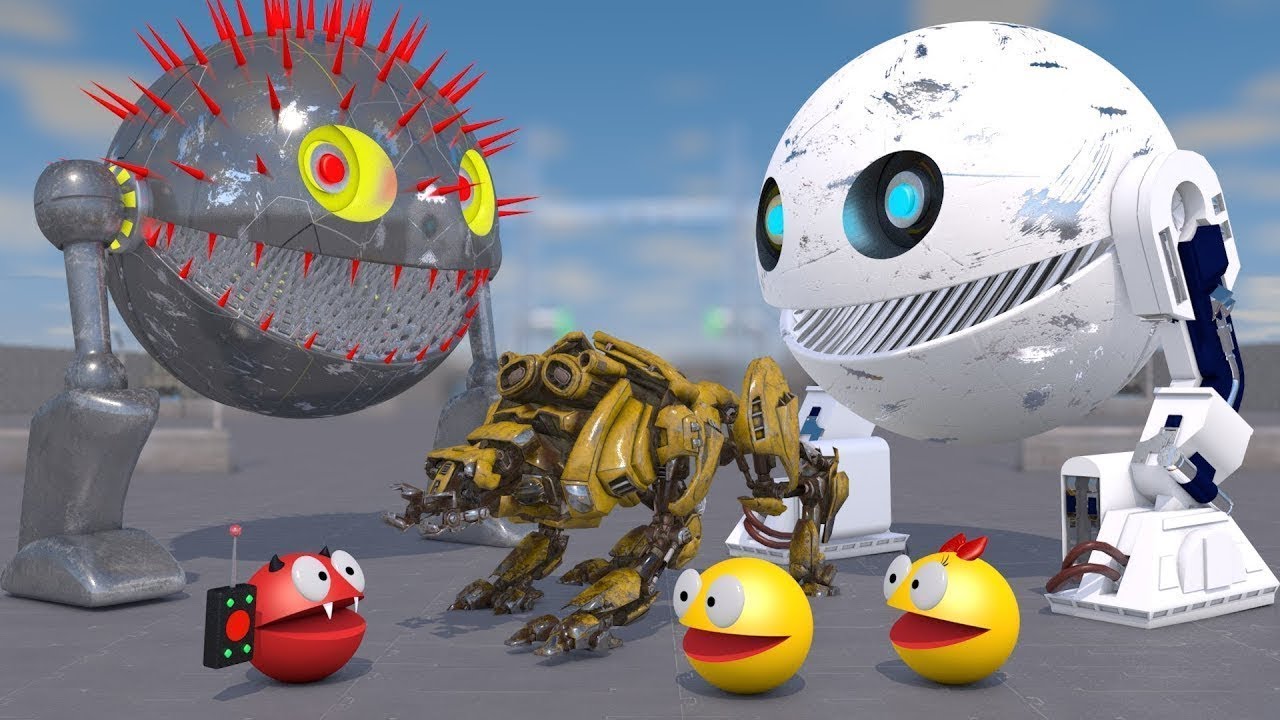 Pacman vs monsters compilation | Pacman & mecha dog & droid Pacman vs ...
