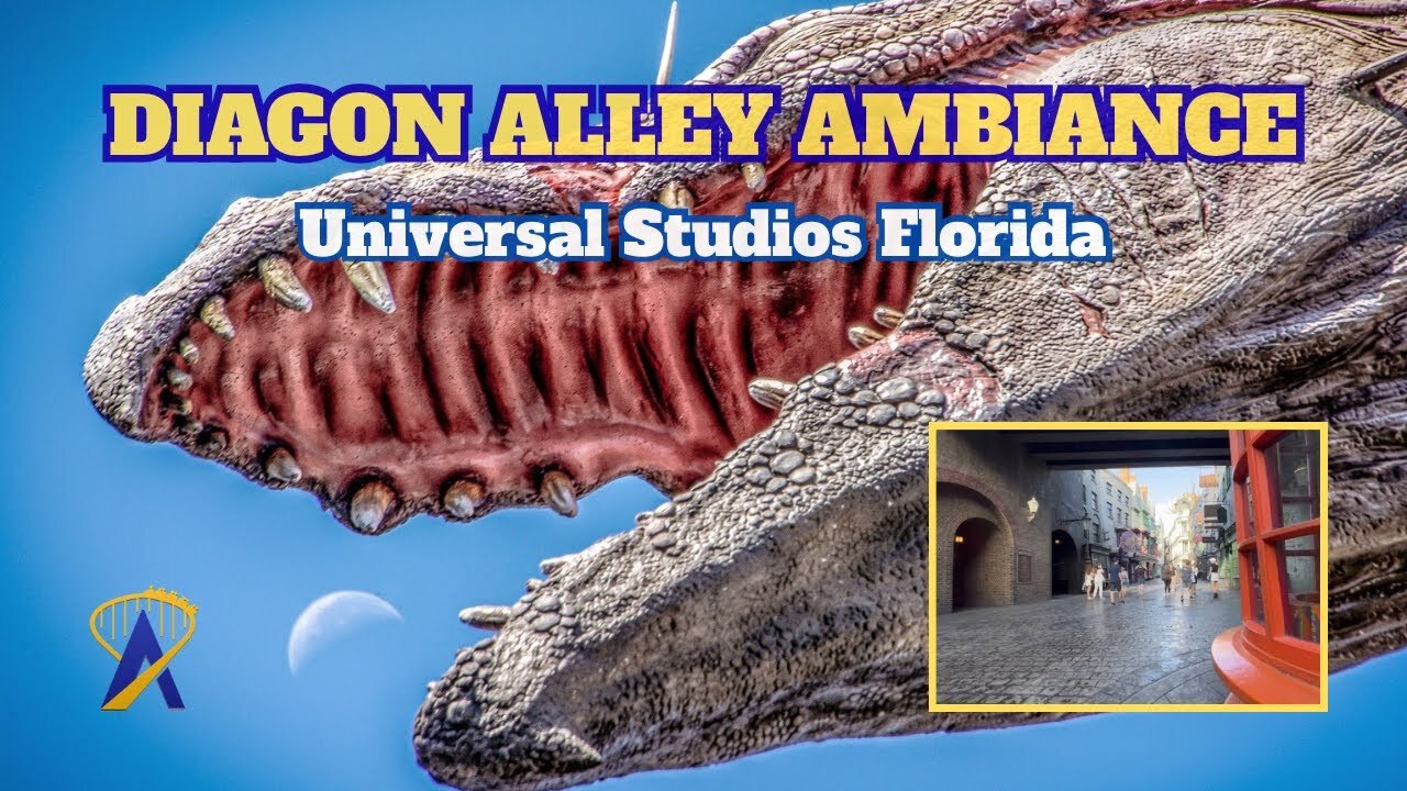 Diagon Alley ambiance, dragon eats the moon - Wizarding World of Harry ...