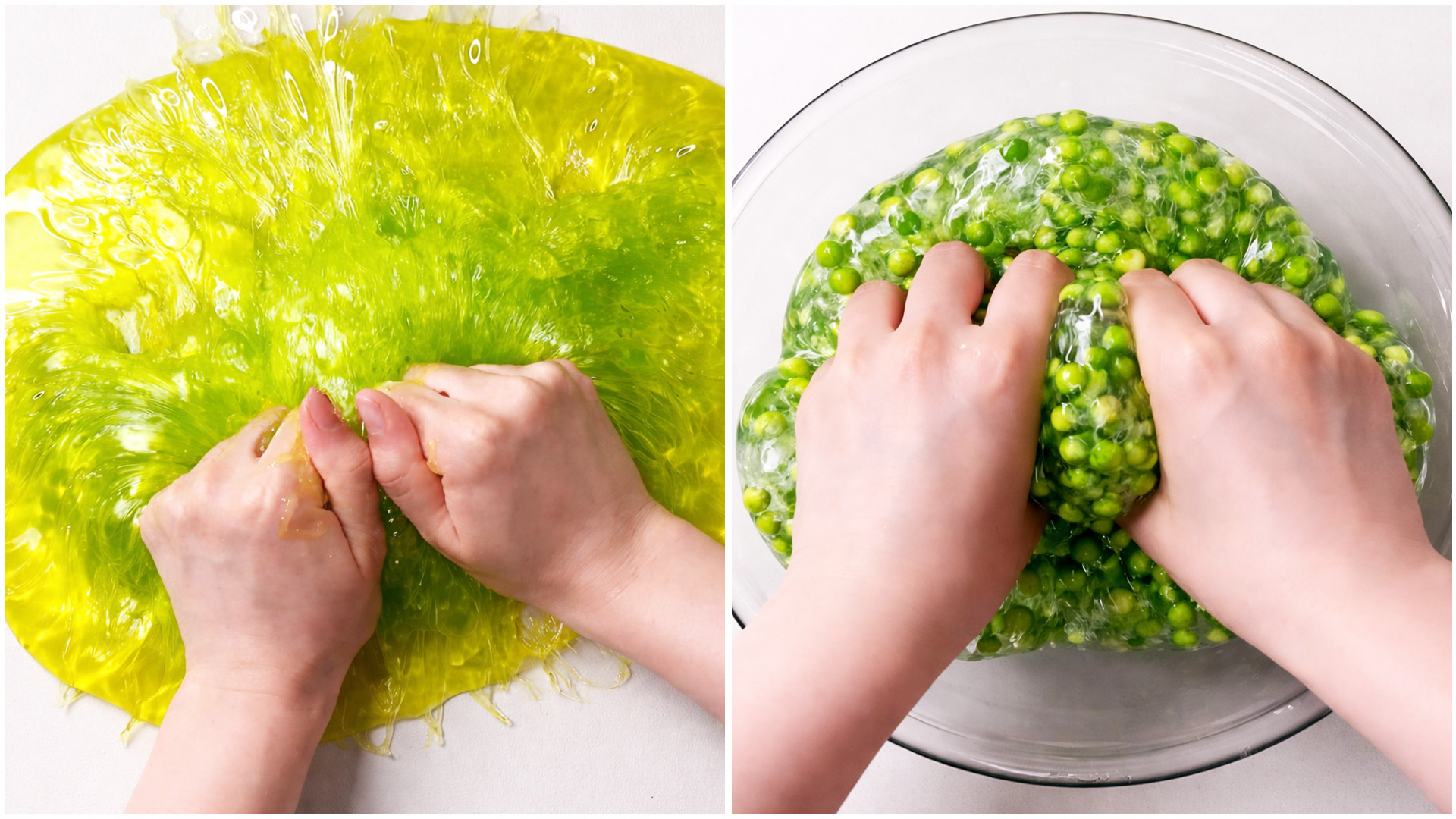 Pressage de slime relaxant et jeux de textures colorées