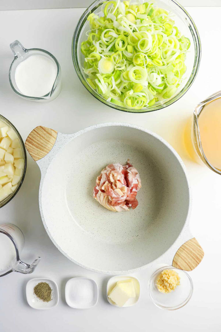 Potato leek and bacon soup