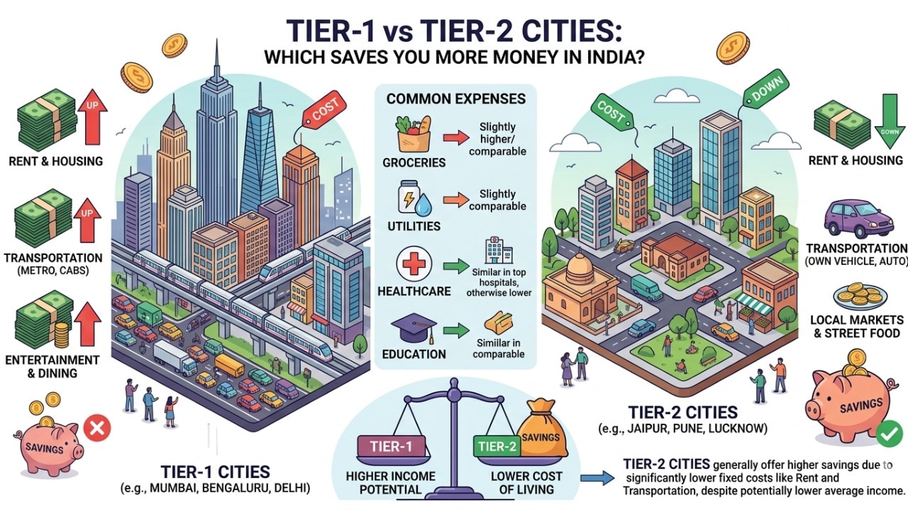 Tier-1 vs tier-2 cities: Which saves you more money in India?
