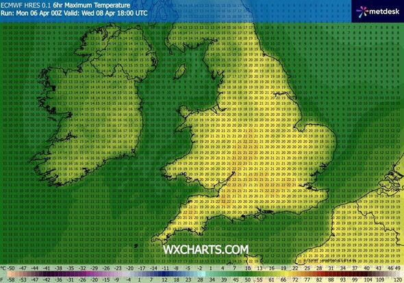 UK weather maps show exact date 22C mini-heatwave hits in April scorcher