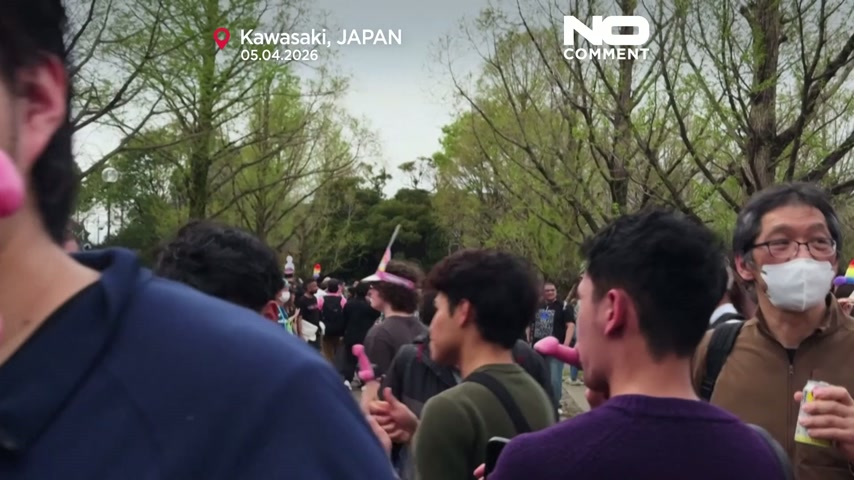 Revellers parade giant phalluses at Japan’s fertility festival