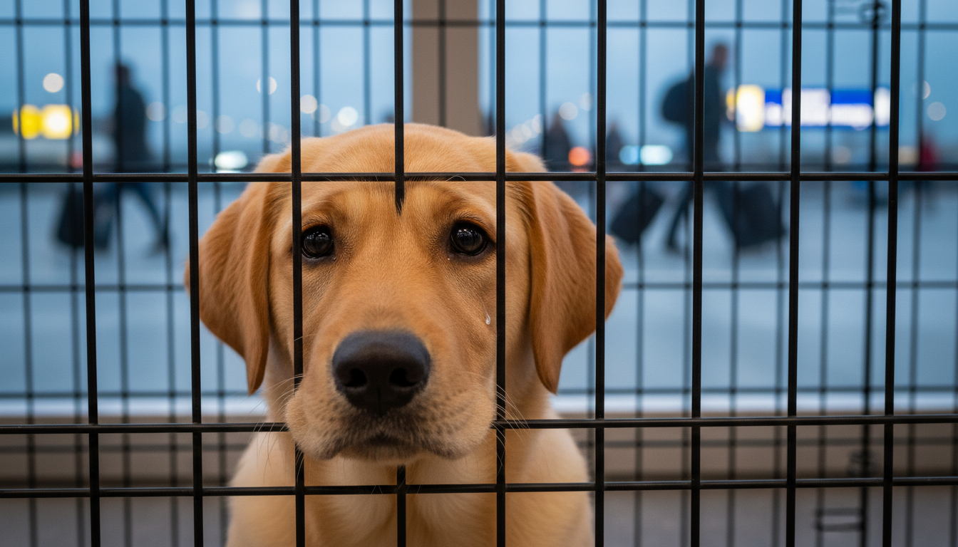 Labrador puppy abandoned by owner at airport after dog was unable to fly