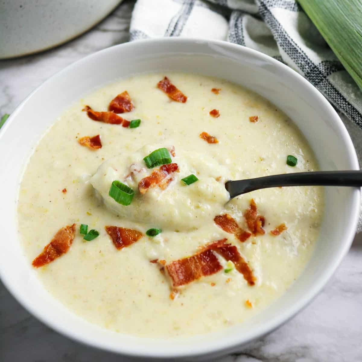 Potato leek and bacon soup