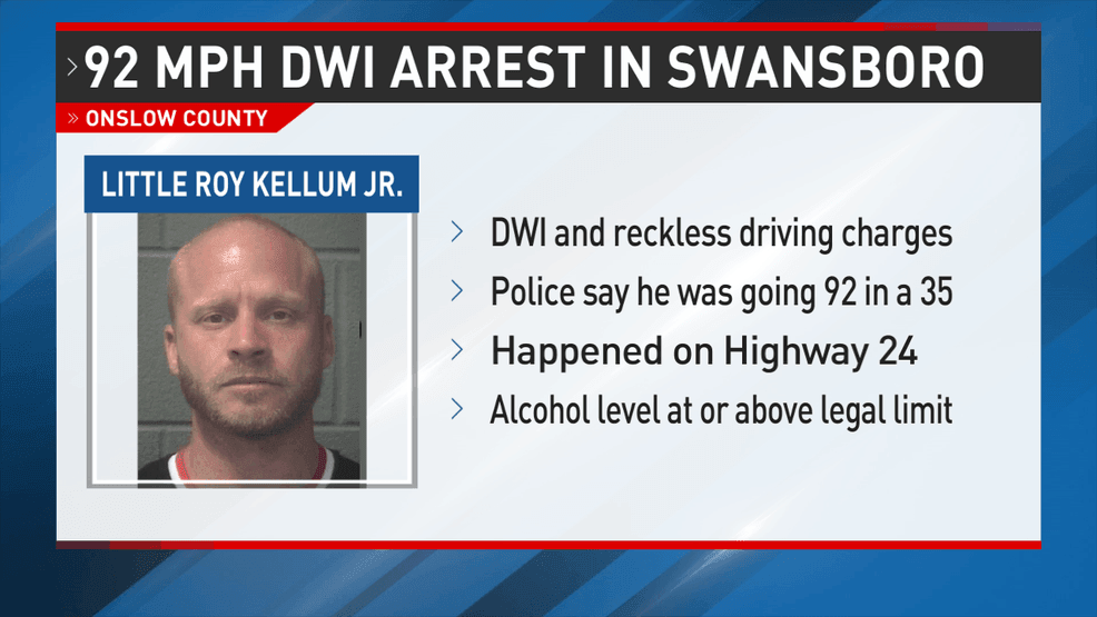 Hubert man charged with DWI after allegedly driving 92 mph in 35 mph zone