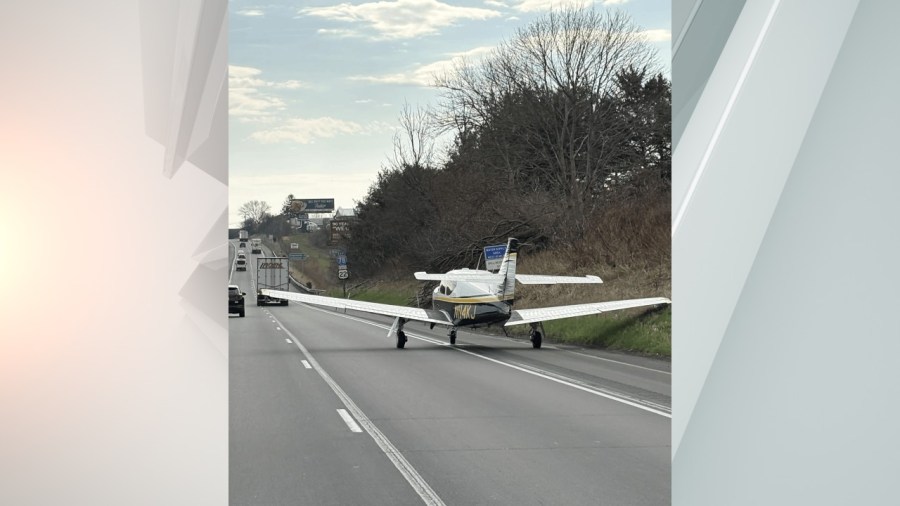Plane makes emergency landing on interstate