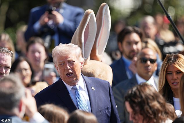 Trump hails relentless bombing of Iran alongside giant Easter Bunny as ...