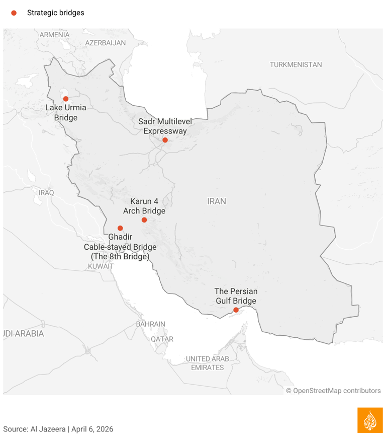 In maps and photos: Five Iranian civilian bridges at risk of US strikes