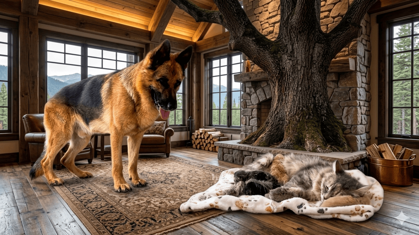 German shepherd’s first reaction to tiny newborn kittens