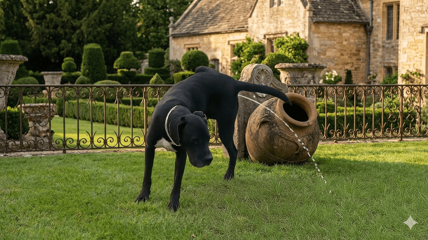 Dog picks awkward spot in the garden