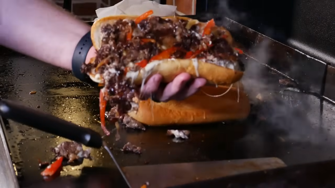 Classic American cheesesteak sandwich done right on the Blackstone