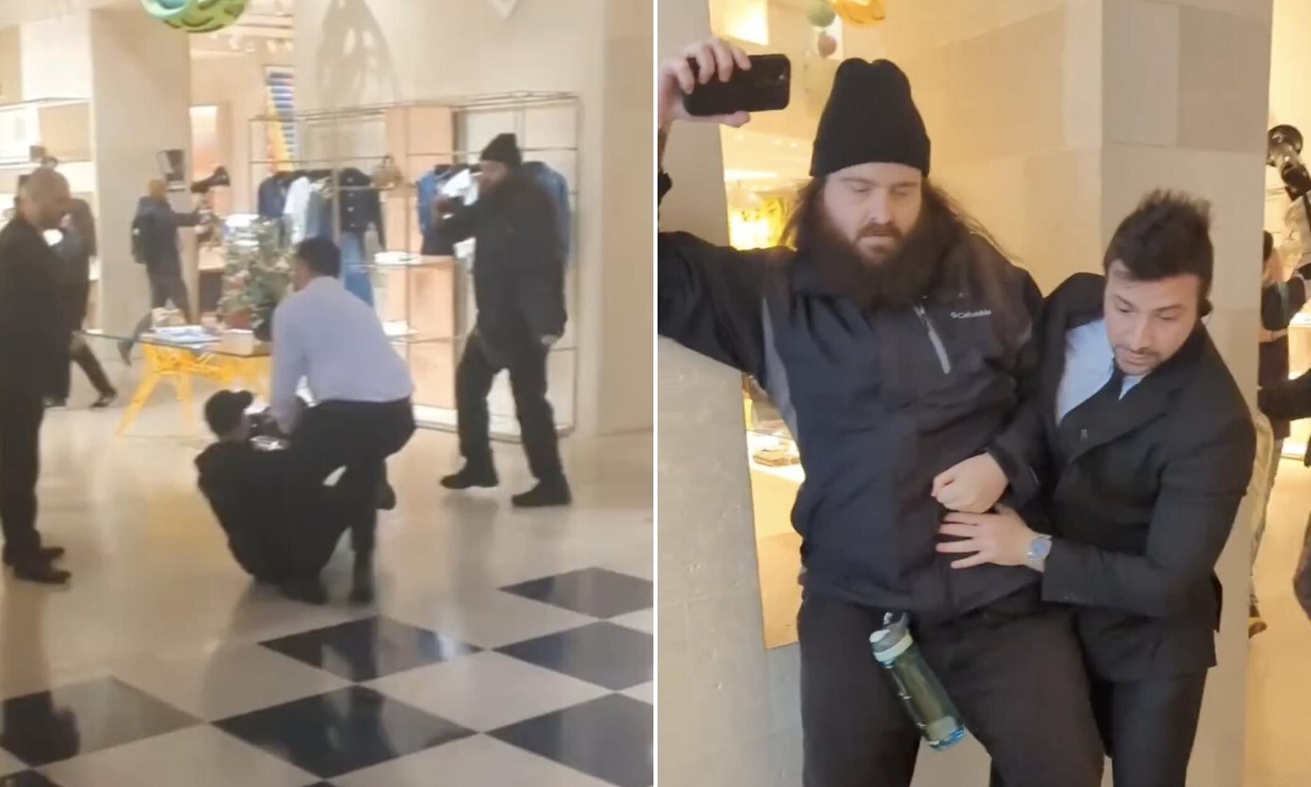 Moment animal rights activists storm Louis Vuitton London store with ...