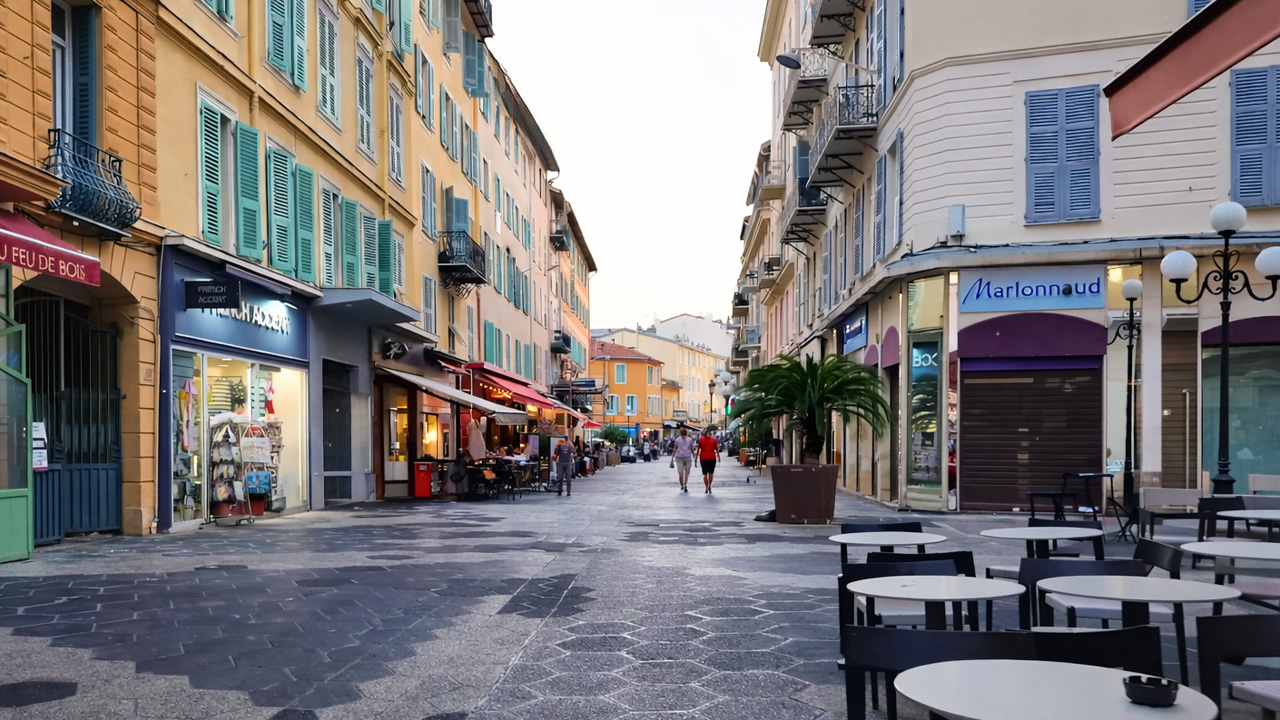 Un paseo tranquilo al atardecer por las calles antiguas de Niza
