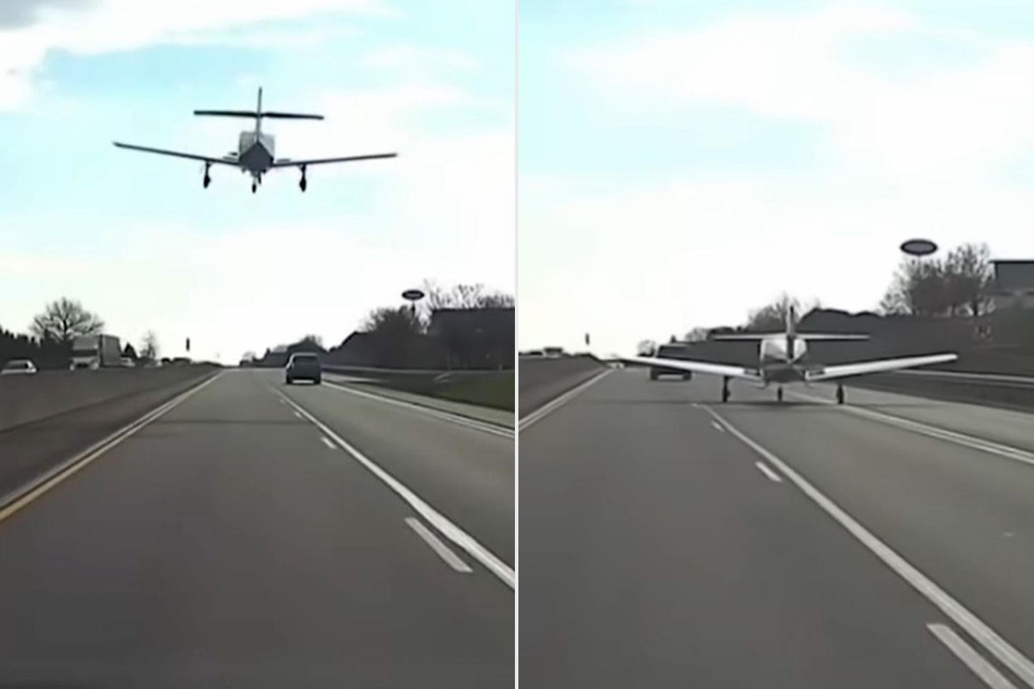 Small plane makes emergency landing on highway in dramatic video