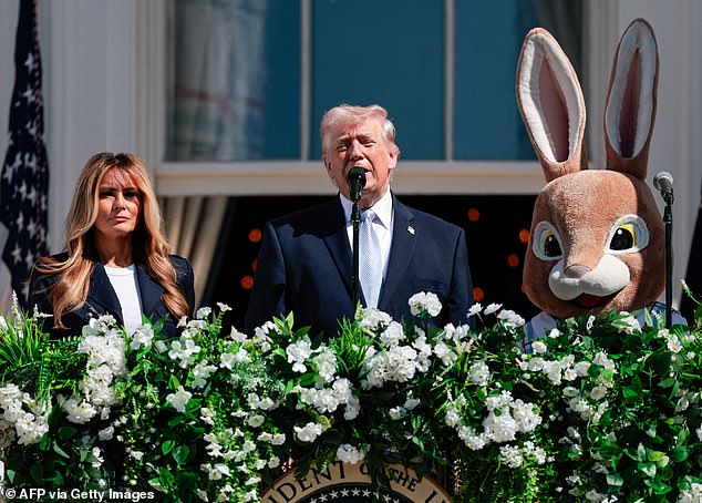 Trump hails relentless bombing of Iran alongside giant Easter Bunny as ...