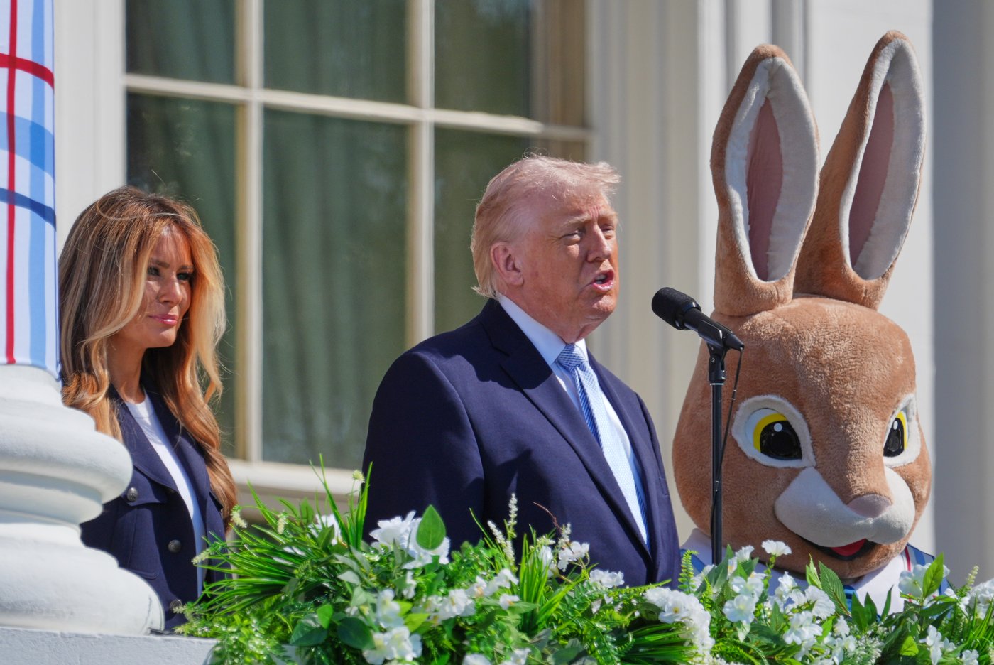 Photos of Trump's Monday, talking Iran at Easter Egg Roll and mimicking ...