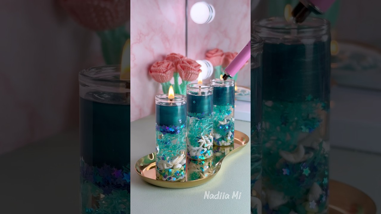 I made a tiny ocean water candle 🐚