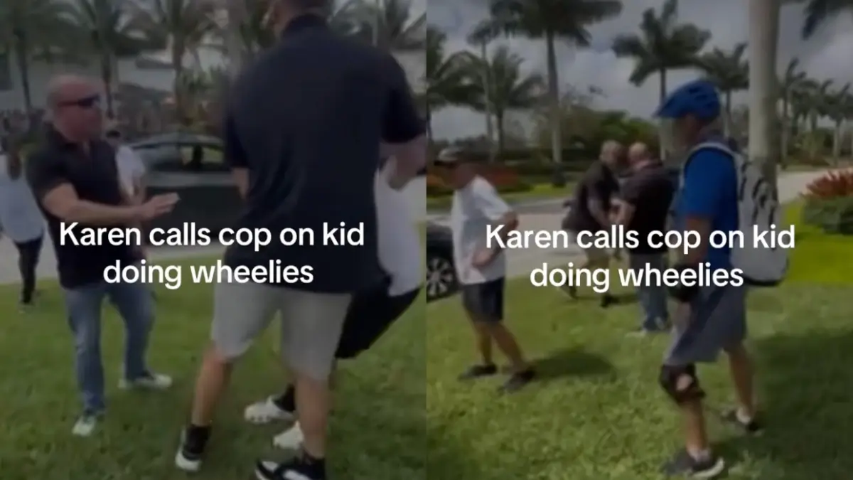 'Don't touch me!': Adults who roughed up child doing wheelies in ritzy ...