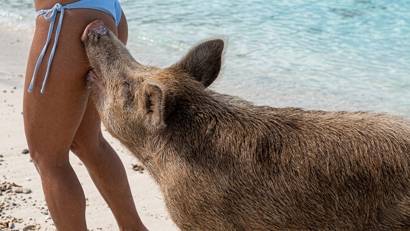Watch what happens when she turns her back on a wild pig