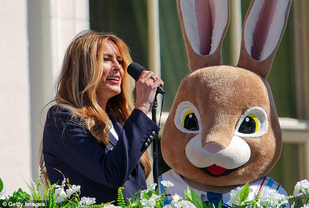 Trump hails relentless bombing of Iran alongside giant Easter Bunny as ...