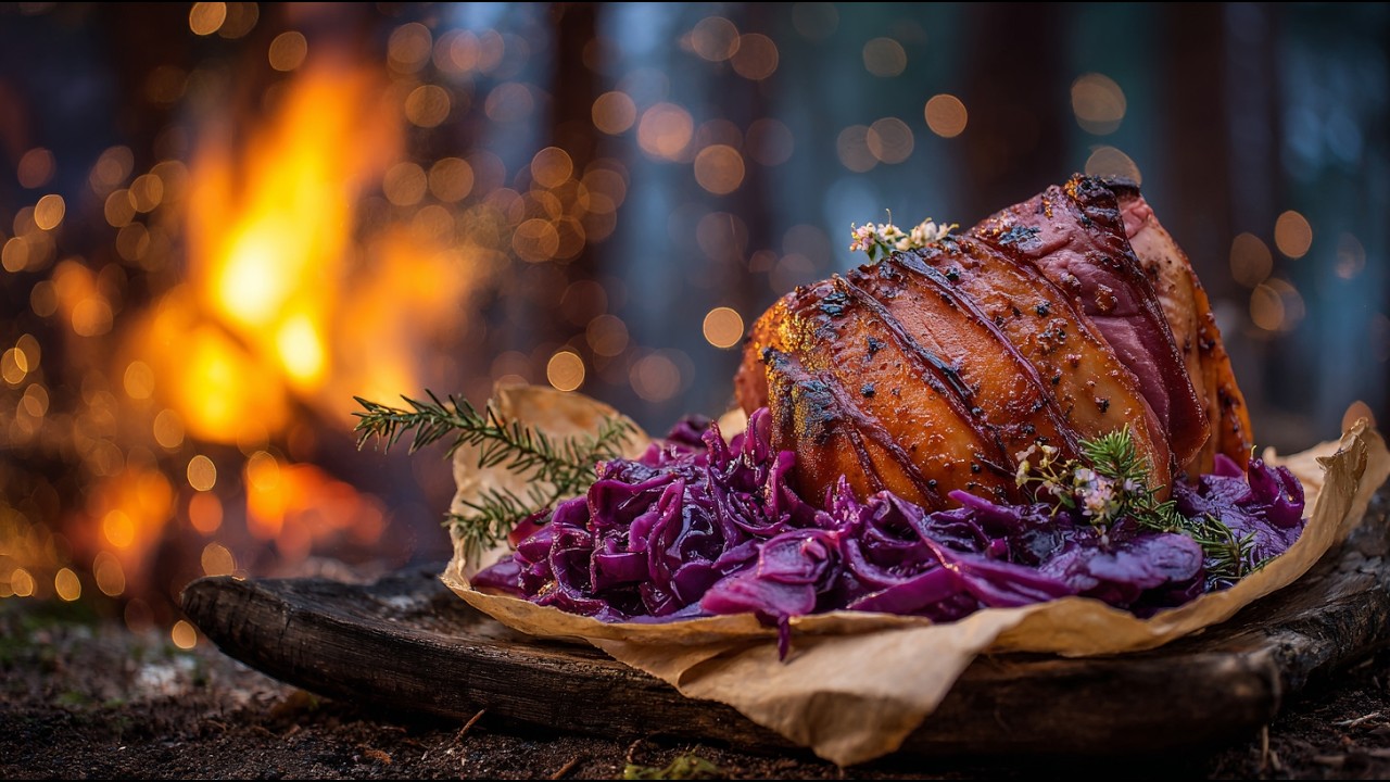 I cooked ham hock over a campfire 🔥
