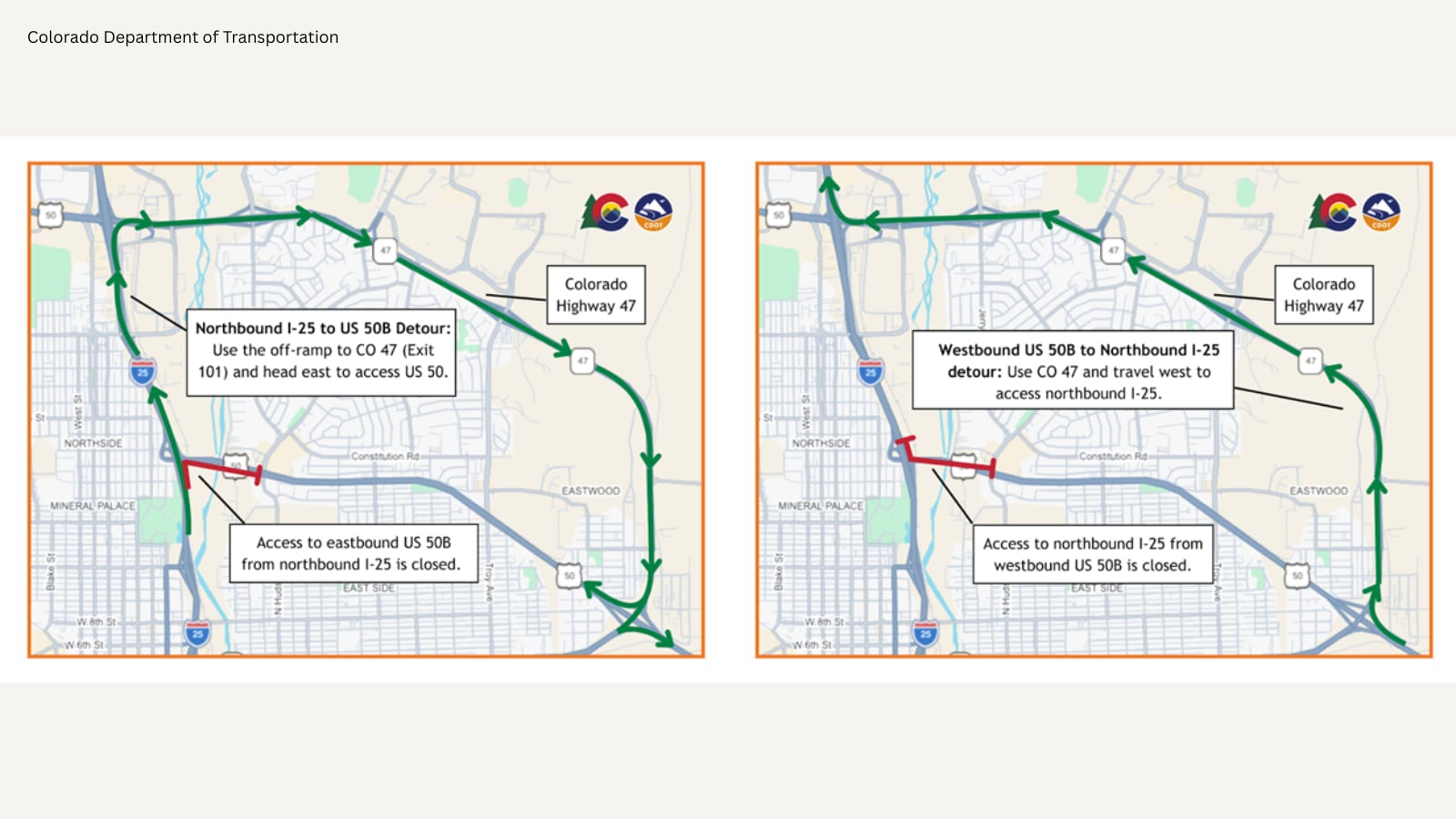 CDOT officials to close eastbound and westbound Highway 50B on I-25 in ...