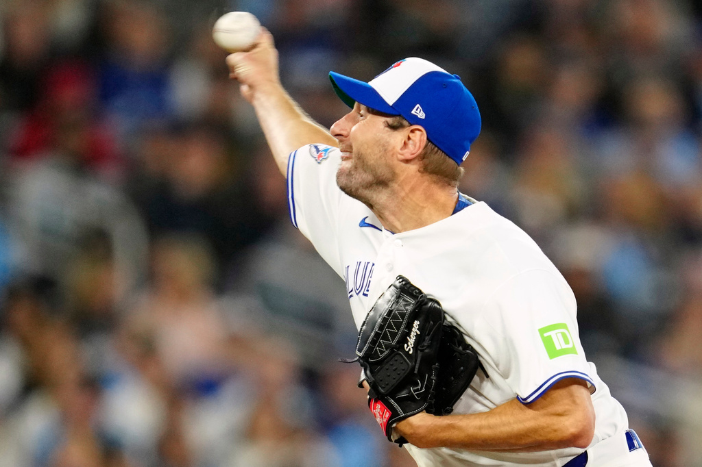 Blue Jays RHP Scherzer leaves start against Dodgers after two innings ...