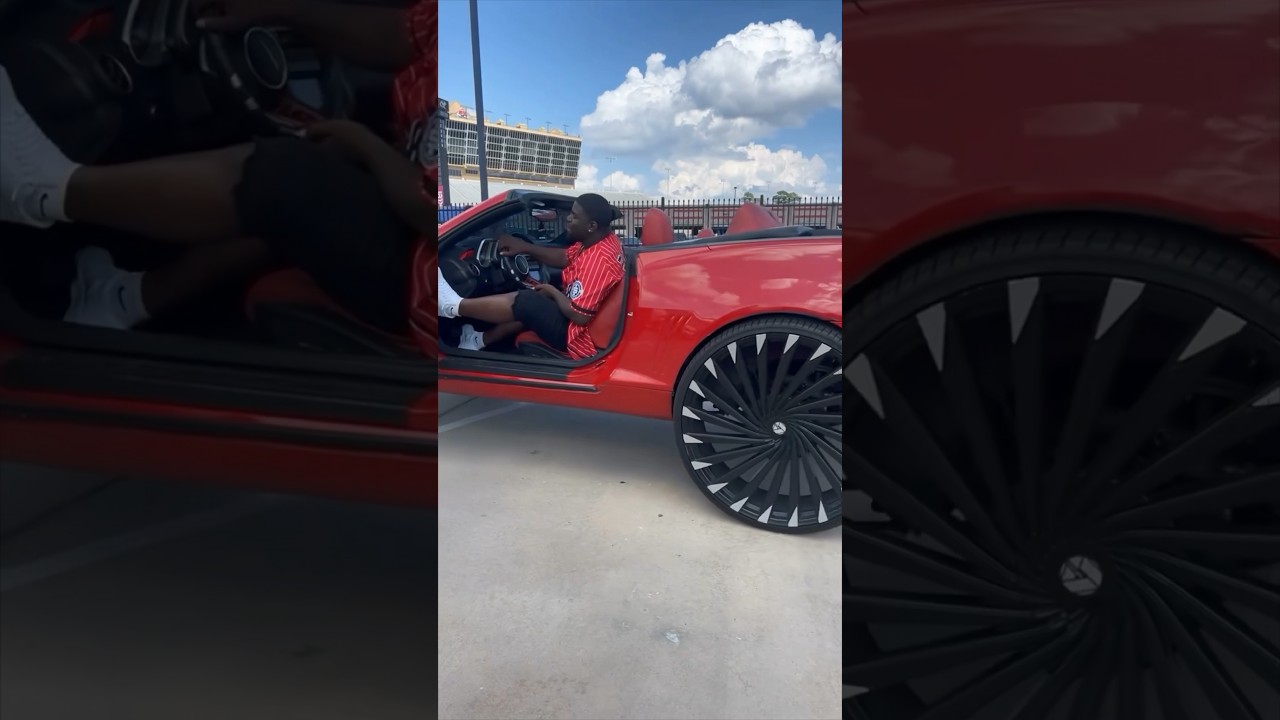Red Chevy Camaro Vert on 32’s Stuntin at Street Whipz Carshow