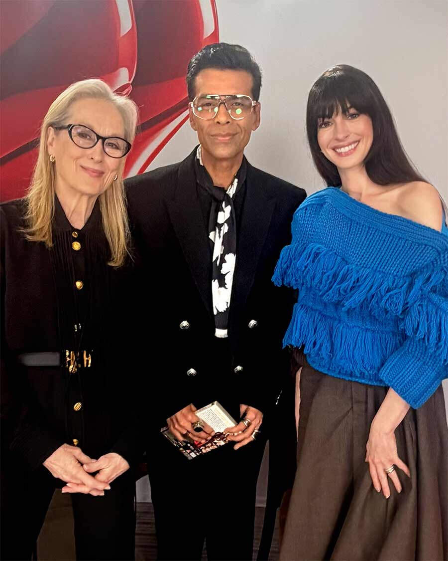 Karan Johar gets emotional meeting Meryl Streep, Anne Hathaway amid The ...