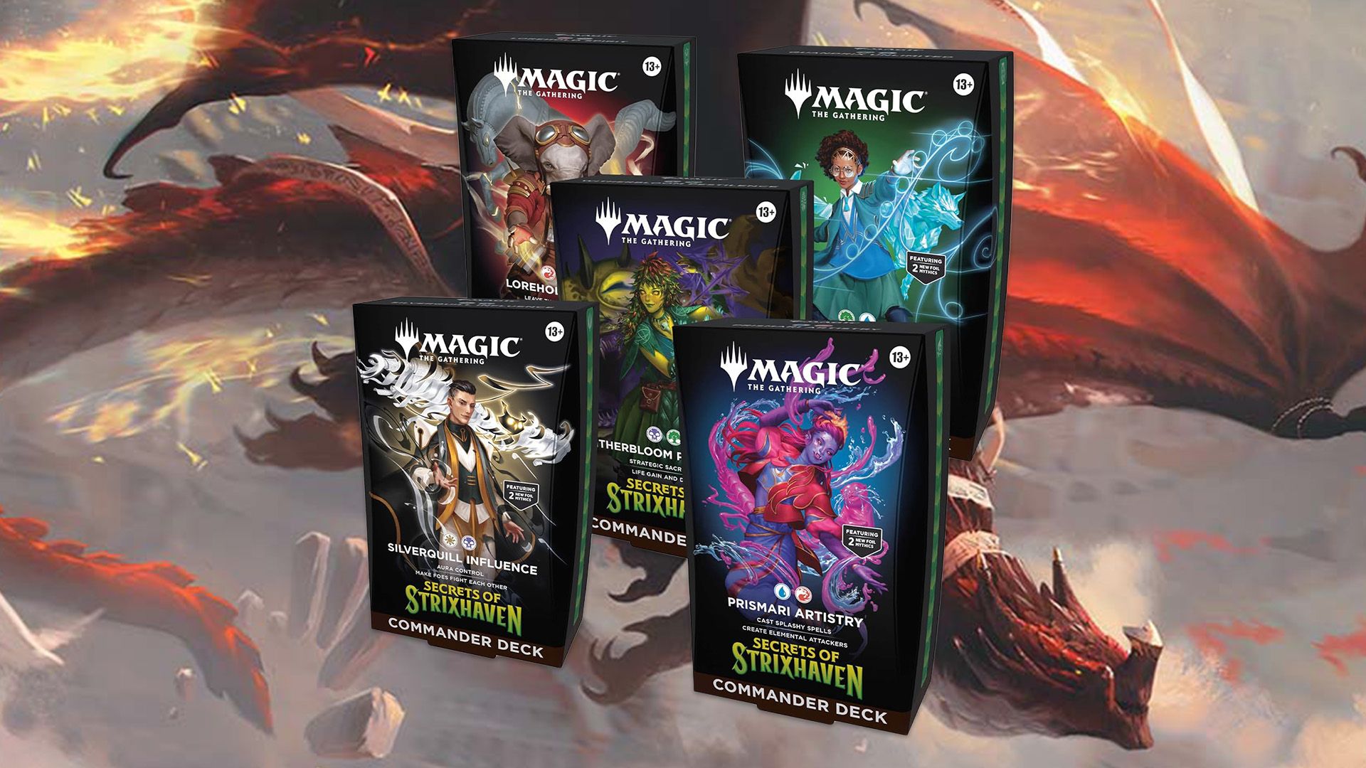 All 5 MTG secrets of Strixhaven precons are available on Amazon for ...