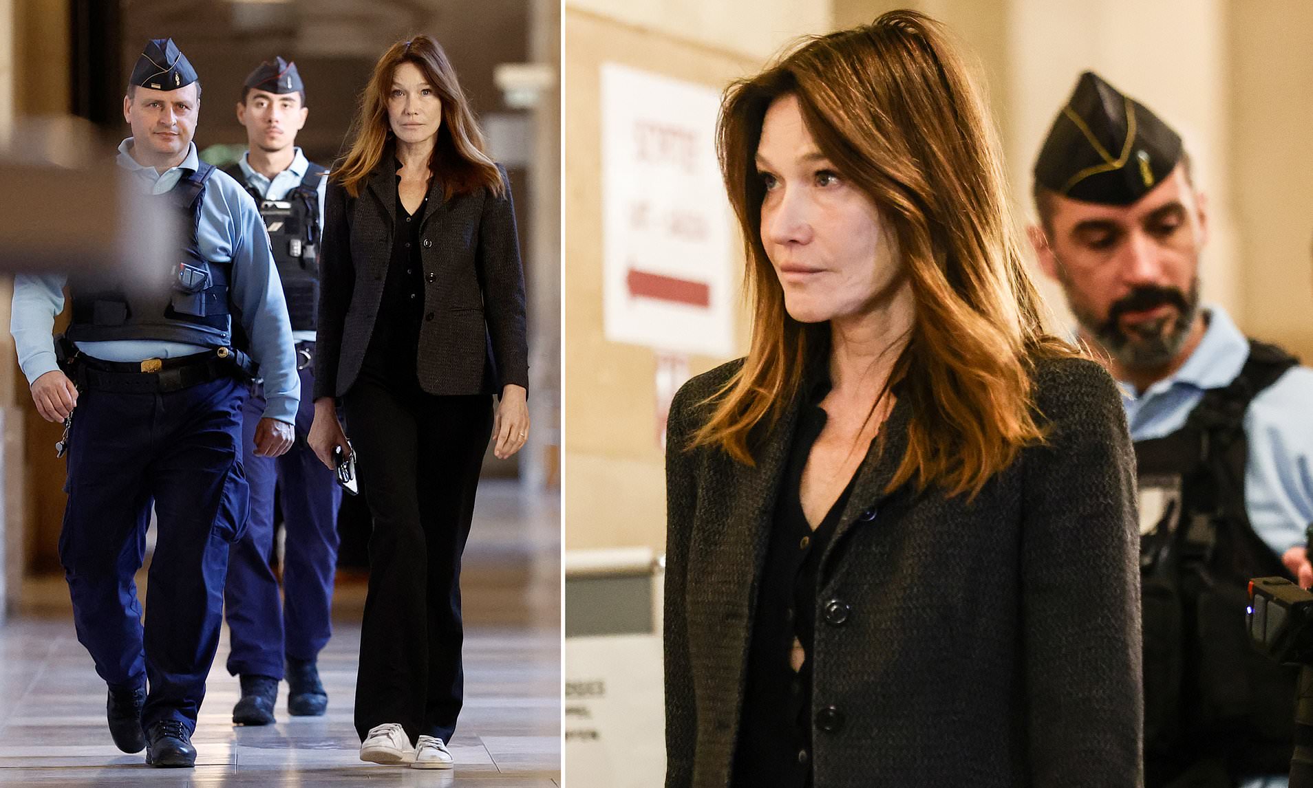 Carla Bruni looks far from her usual glamorous self as she supports ...