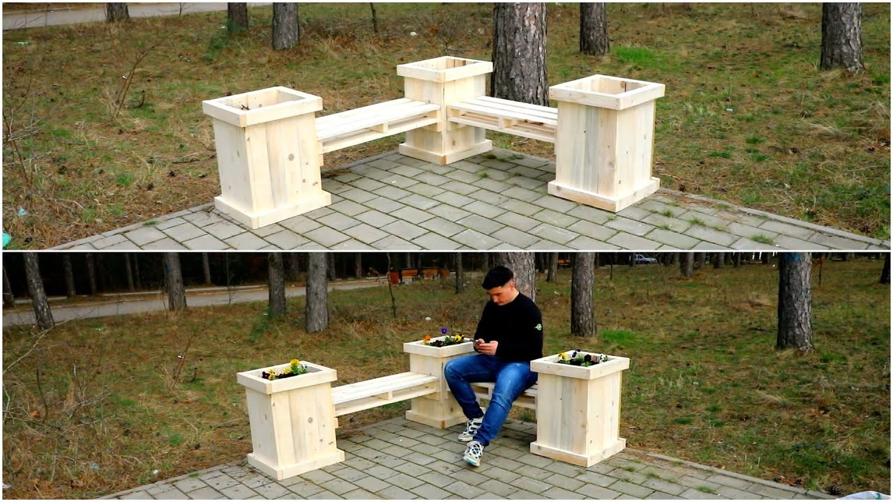 Beautiful wooden planter benches for your garden! DIY tutorial!
