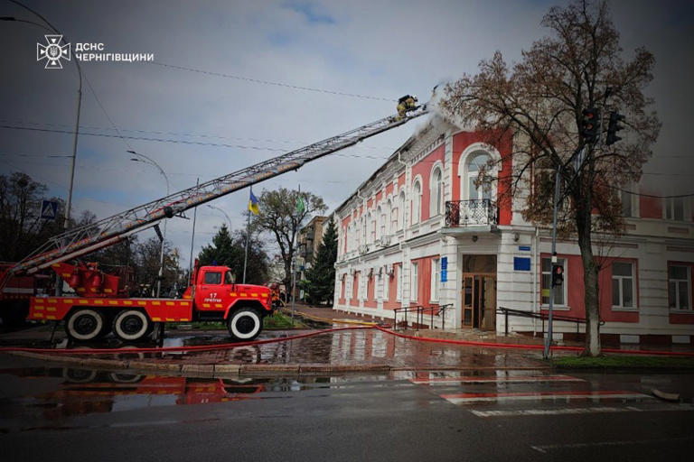 Russia strikes city hall in Ukraine's Pryluky, building engulfed in flames