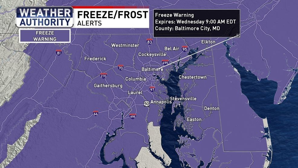 Freeze warnings across Maryland ahead of warm up