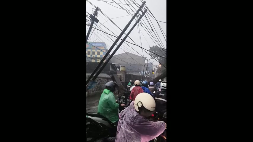 Tree falls amid strong winds near Santosa Hospital in Jalan Raya Kopo ...