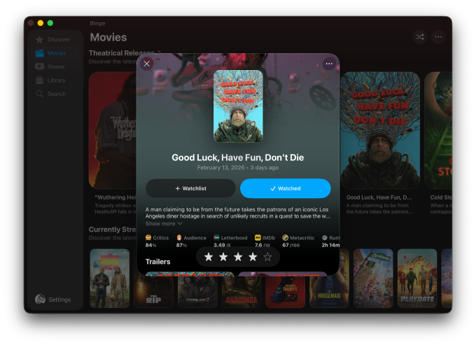 Binge is a movie tracking app that warns you of jump scares in real time
