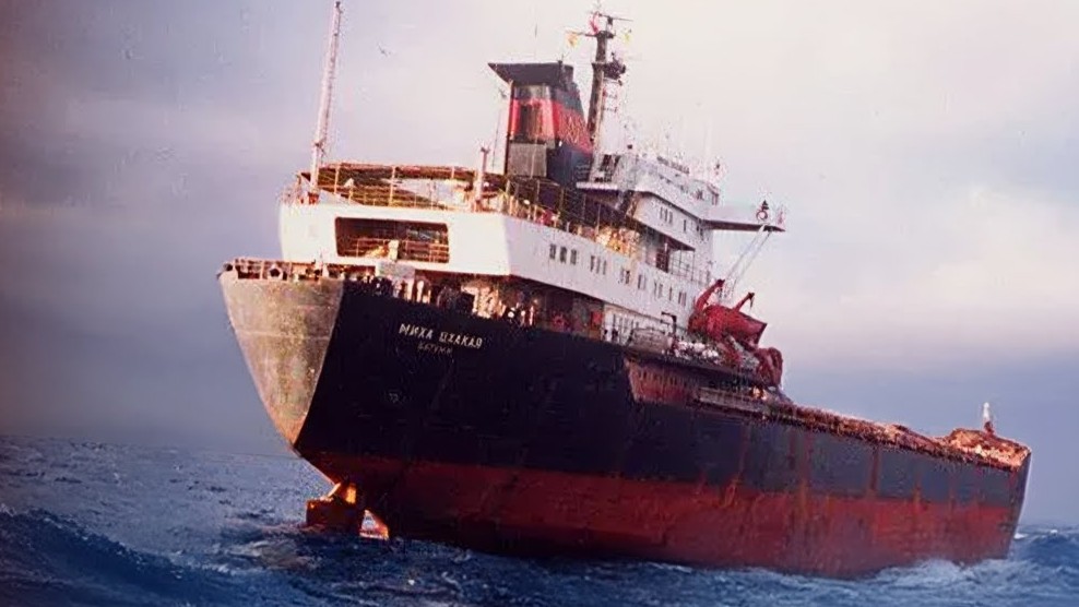 A dying ship finally gave way and 34 men ended up in the Atlantic