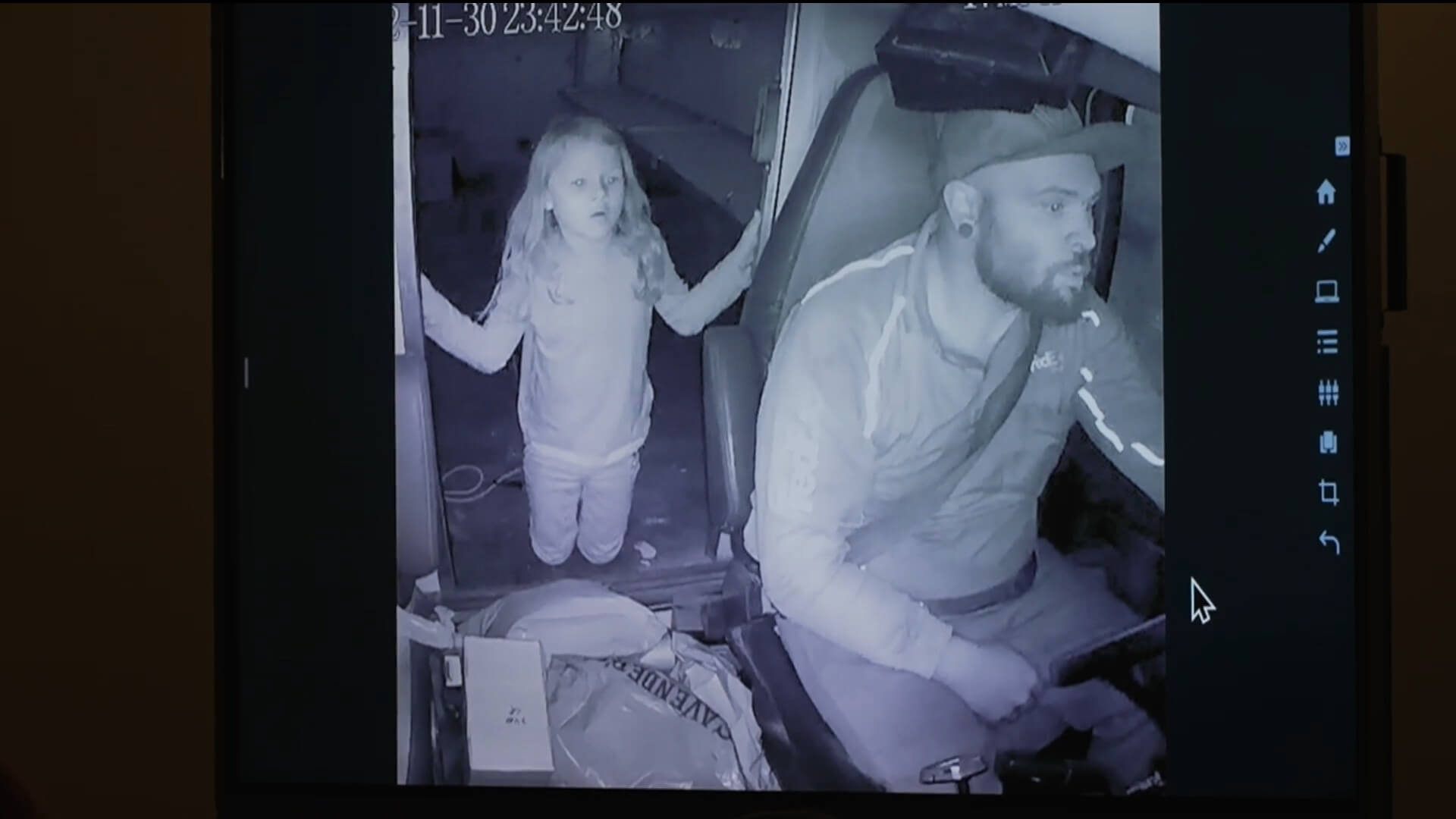 Photo shows 7-year-old Athena Strand in FedEx van before her murder