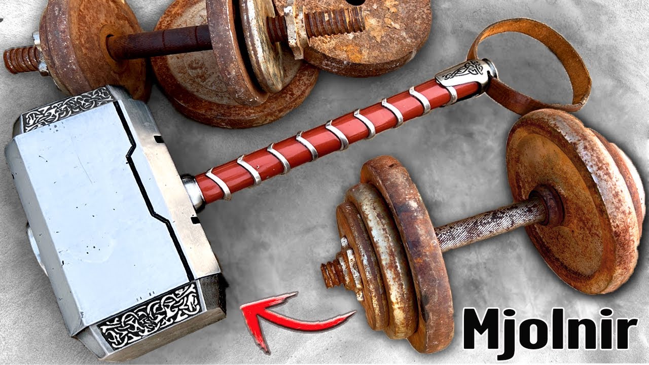 Machining solid Thor hammer from dumbbells