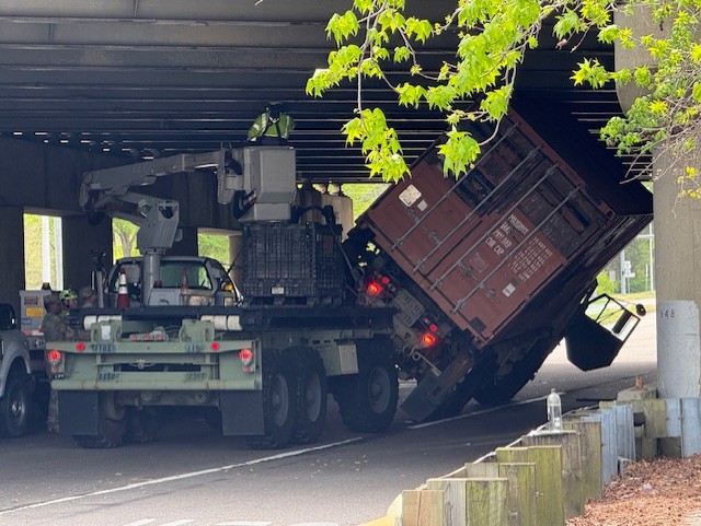 VBPD: Military truck stuck under bridge on Virginia Beach Blvd