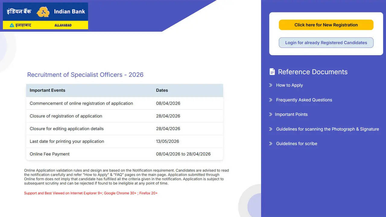 Indian Bank SO recruitment 2026 notification released for 350 ...