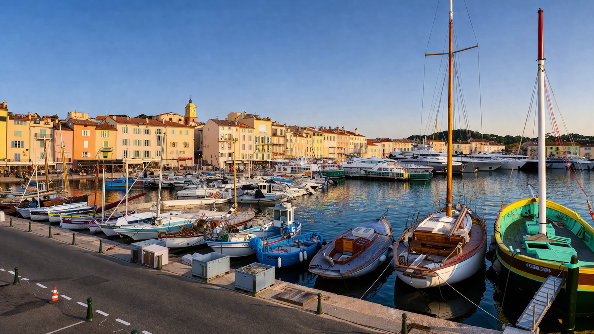 Saint Tropez France port evening walk views (4K)