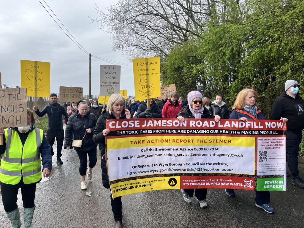 Hundreds protest at 'toxic' landfill as locals say it's making them sick
