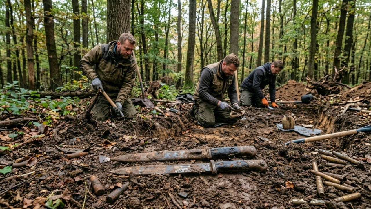 Two WW2 bayonets emerged from the ground as old battlefields in Germany ...