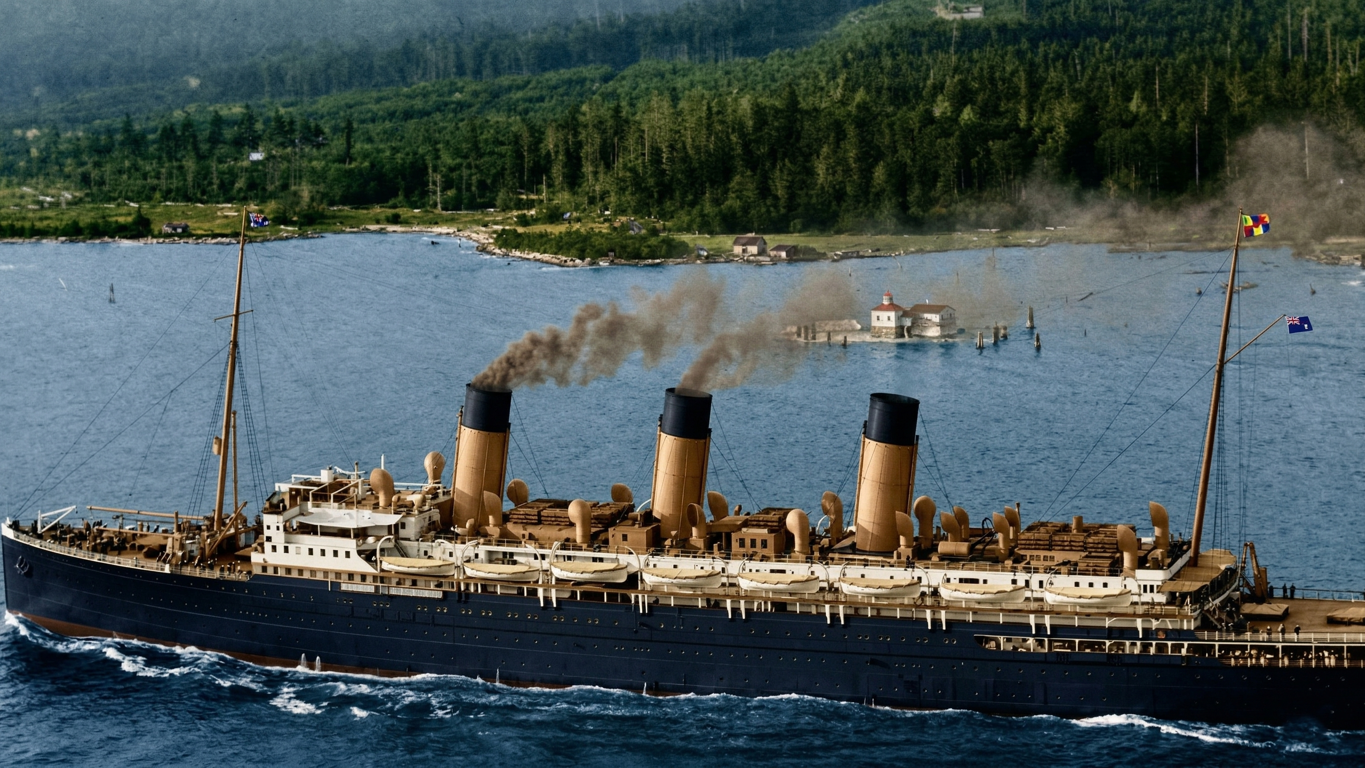 A luxury ocean liner was bombed at sea and turned into an inferno