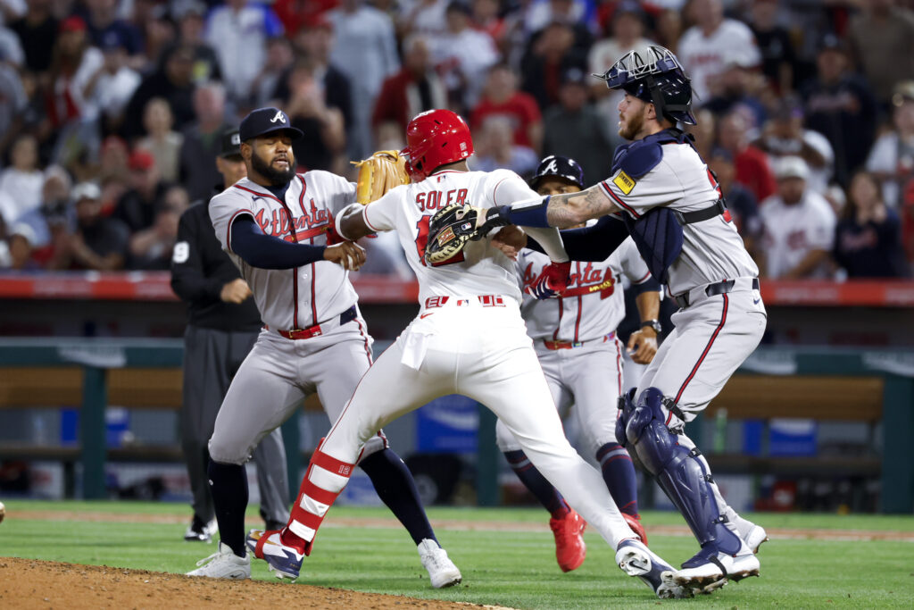Bench-clearing brawl erupts between Angels, Braves after Jorge Soler ...