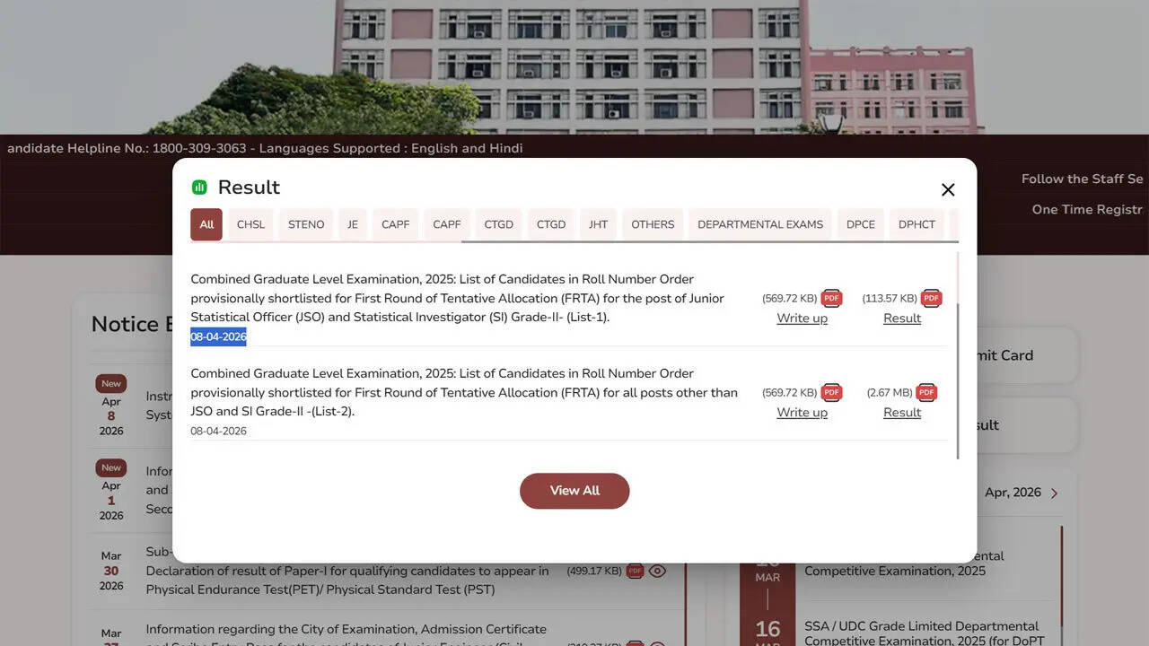 SSC CGL 2025 first round of allocation list released; check cut-offs ...