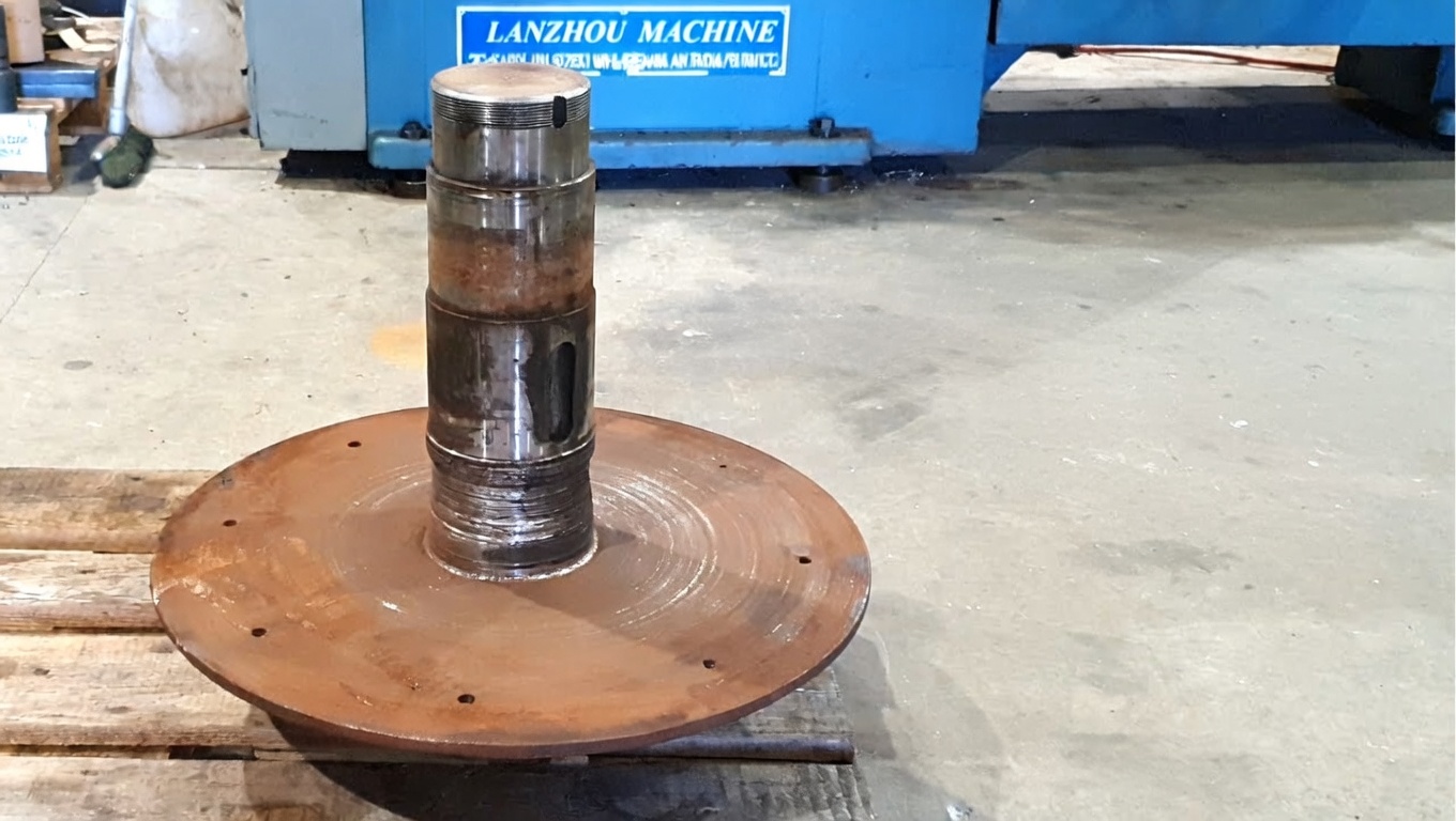 Repairing damaged cardboard compacting auger drive shaft | Machining ...